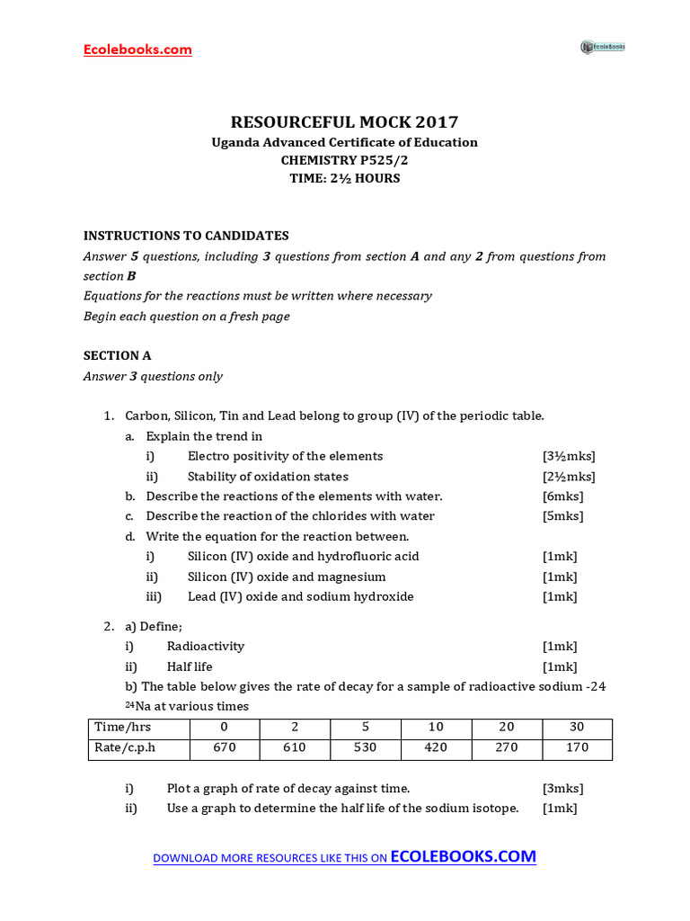 S.6 Chemistry Paper 2 | PDF | Solubility | Sodium