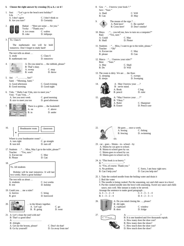 Latihan Soal UAS Bahasa Inggris Kelas 6 | PDF