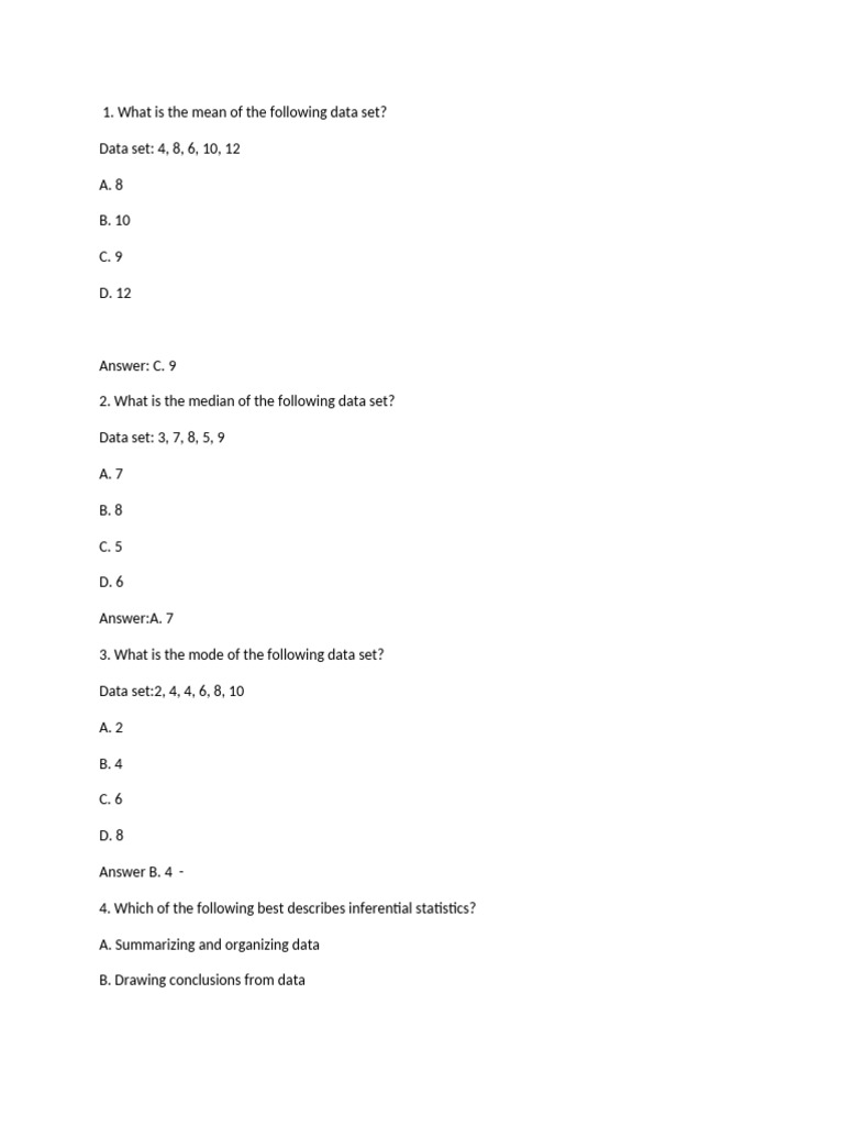 Stats and Prob. Q1 Q10 | PDF