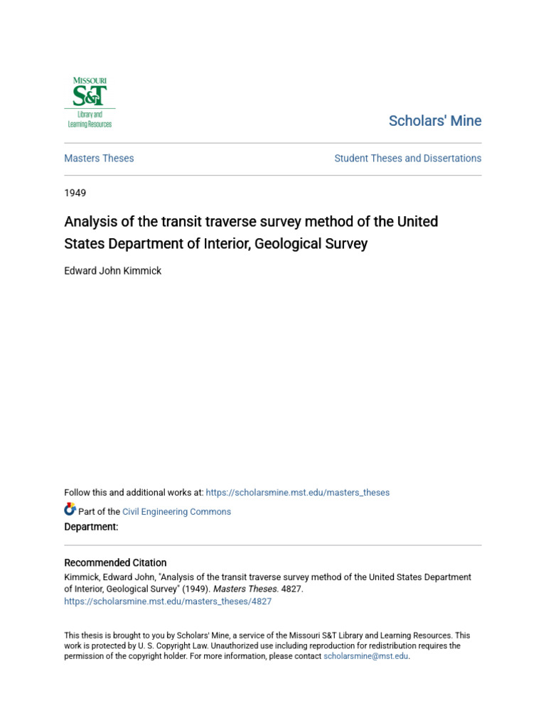 Analysis of the Transit Traverse Survey Method of the United Stat | PDF ...