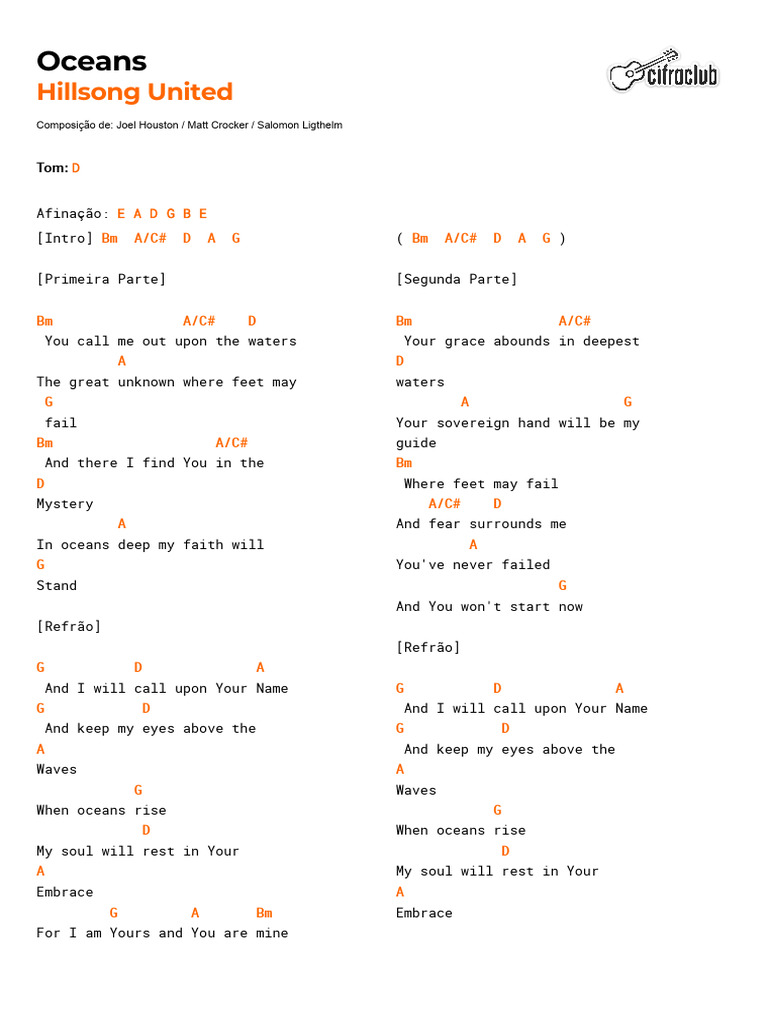 Oceans - Hillsong Cifra | PDF