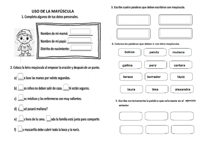 Ficha Uso de La Mayúscula Lunes 31 | PDF