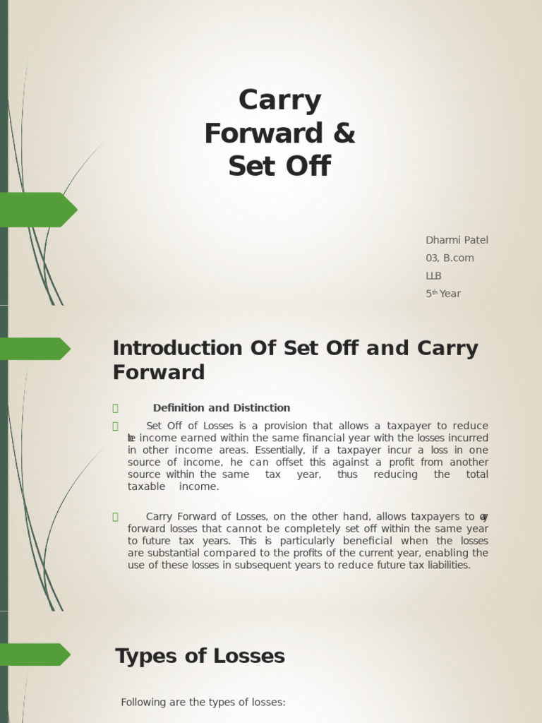 Carry Forward and Set Off- 03 (2) | PDF | Capital Gains Tax | Income