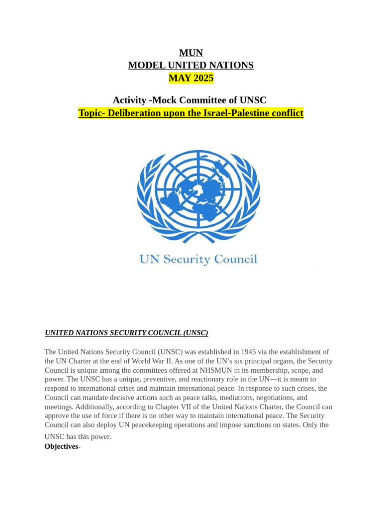 CLASS 9 MUN MAY 2025 Final | PDF | United Nations | International Relations