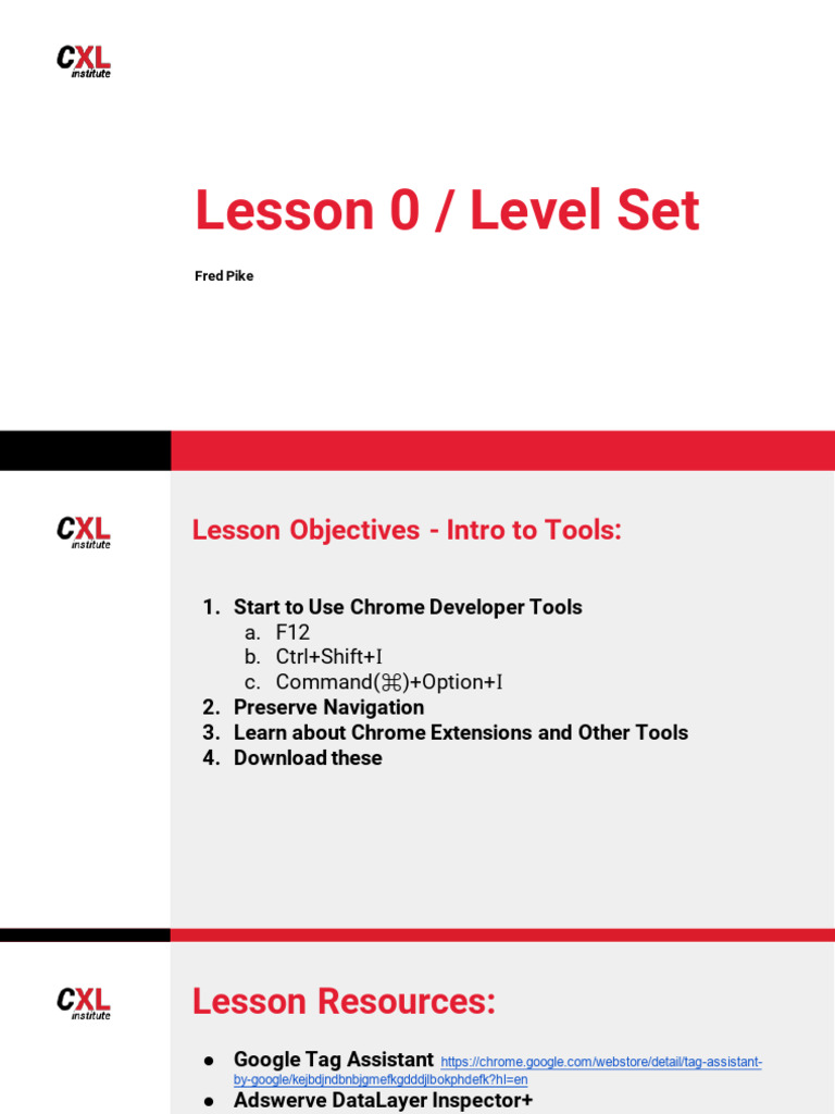 Lesson 0 GA Audit Slide Deck Level Set | PDF