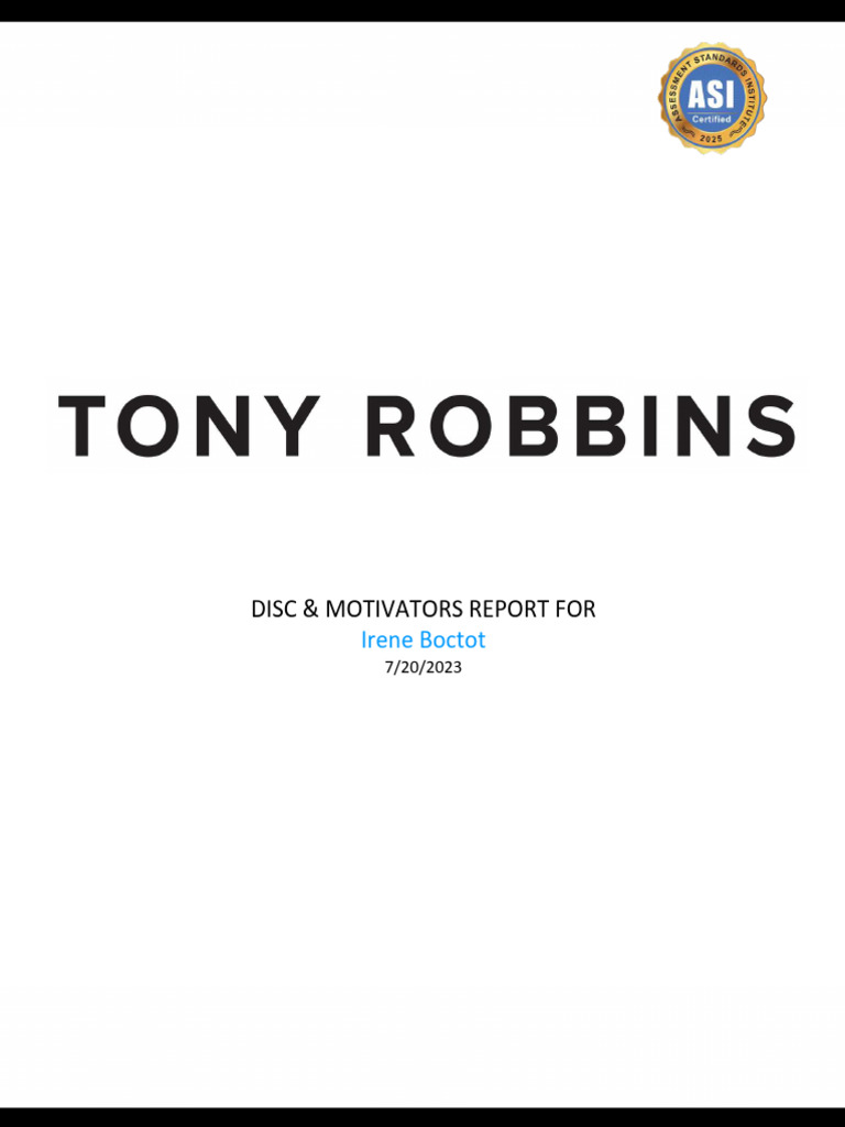 Boctot Irene DISC and Motivators | PDF | Cronbach's Alpha | Mindset