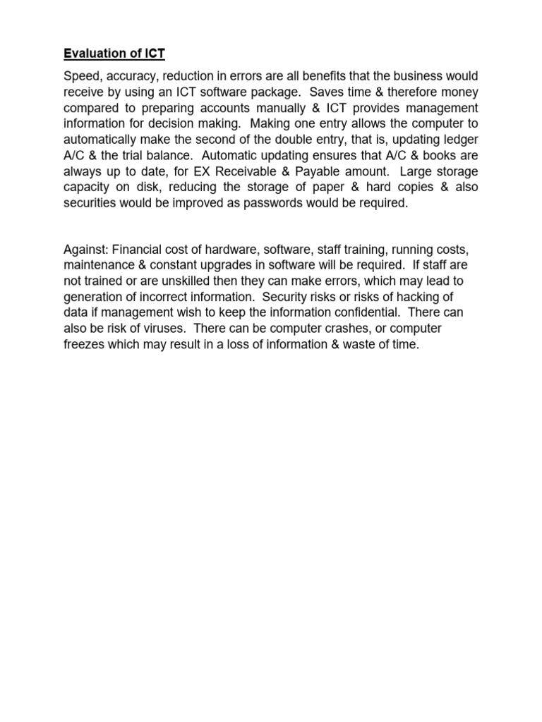 Benefits and Risks of ICT Evaluation | PDF
