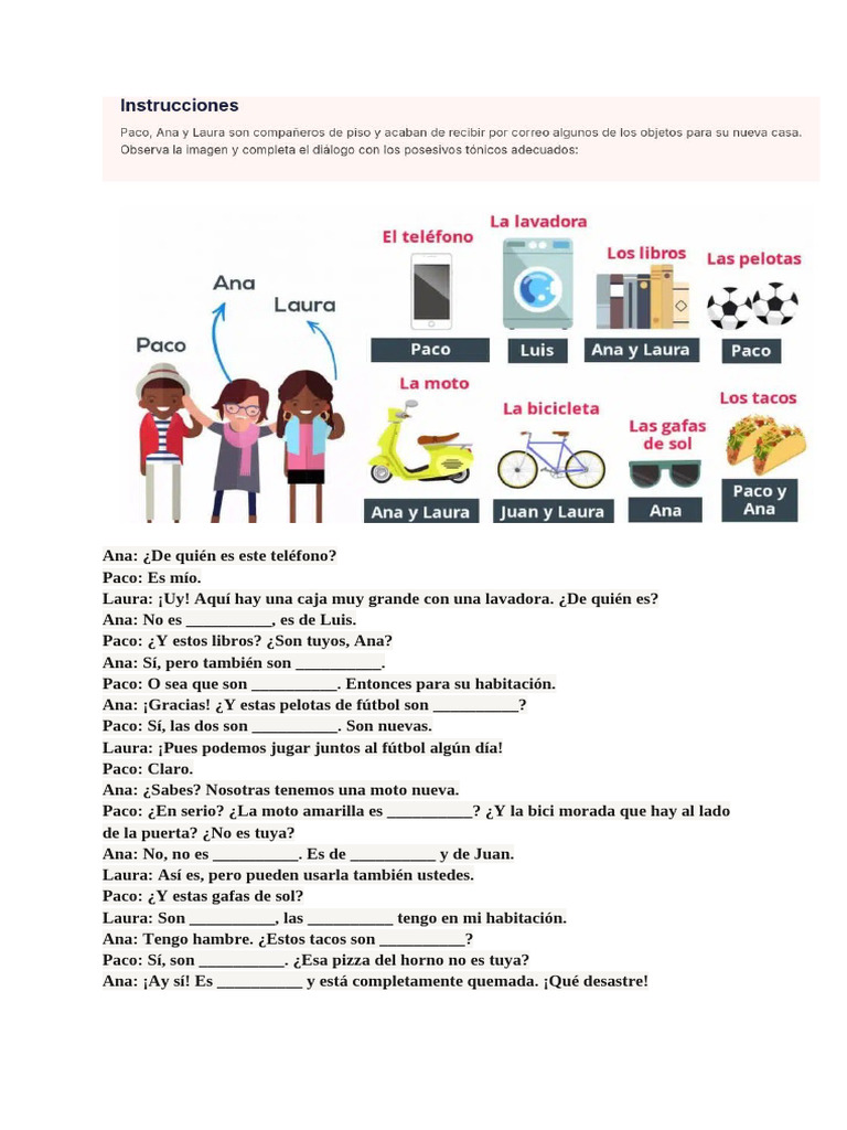 Adjetivos Posesivos Tarea | PDF