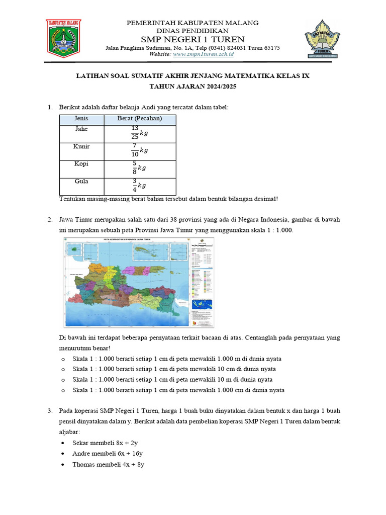 Latihan Soal Sas Kelas 9 | PDF