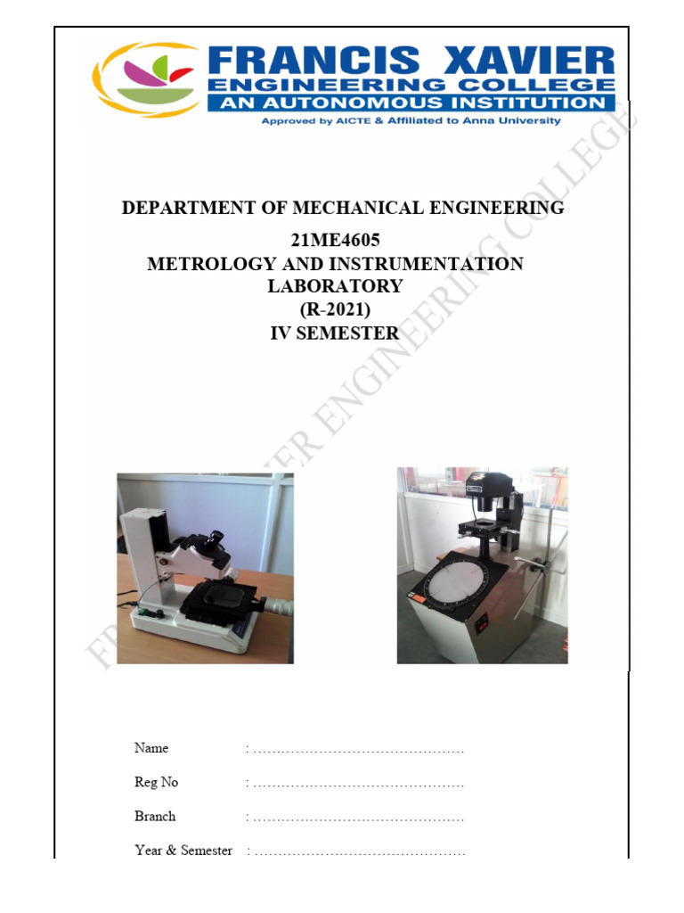 Fxec Metrology Lab Manual 2024 PDF | PDF | Gear | Torque