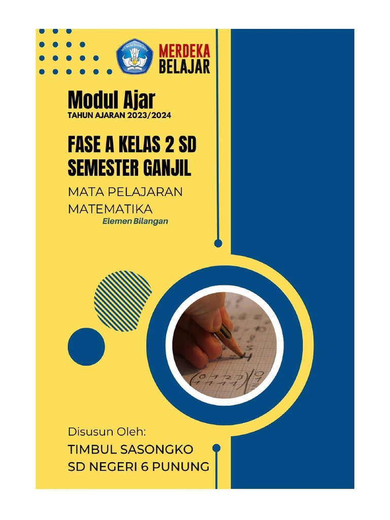 01 Modul Ajar Matematika Elemen Bilangan Fase A Kelas 2 Semester Ganjil Tahun Ajaran 2023.2024 | PDF