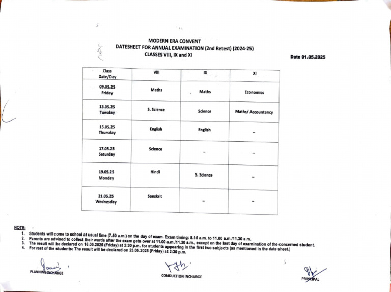 2 Retest Datesheet May 2025 | PDF