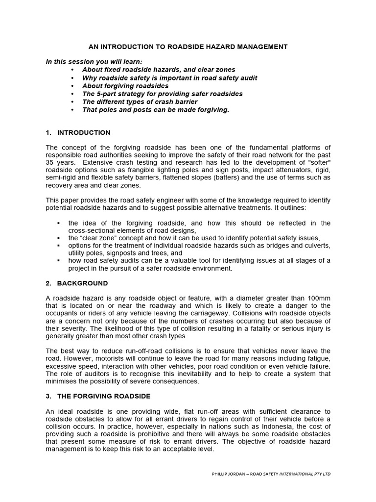 Rsi Roadside+hazard+management | PDF | Road | Road Traffic Safety