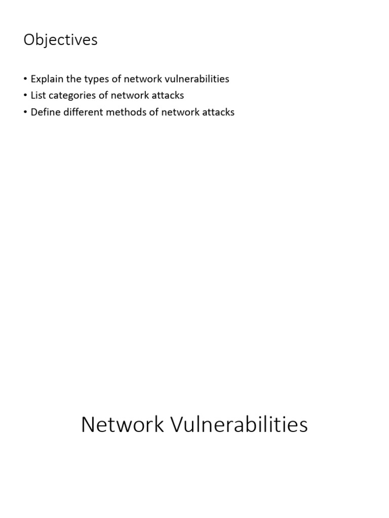 Network Vulnerabilities, Network Attacks | PDF | Denial Of Service Attack | Computer Network