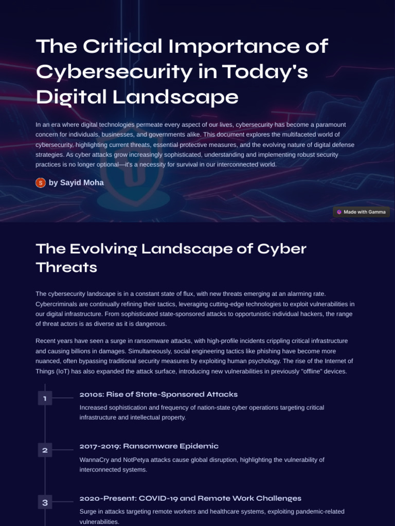 The Critical Importance of Cybersecurity in Todays Digital Landscape ...