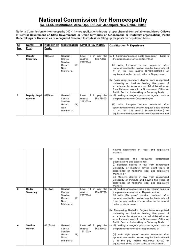 ADVERTISEMENT-FOR-NCH-DEPUTATION-Application-form-final For Website | PDF
