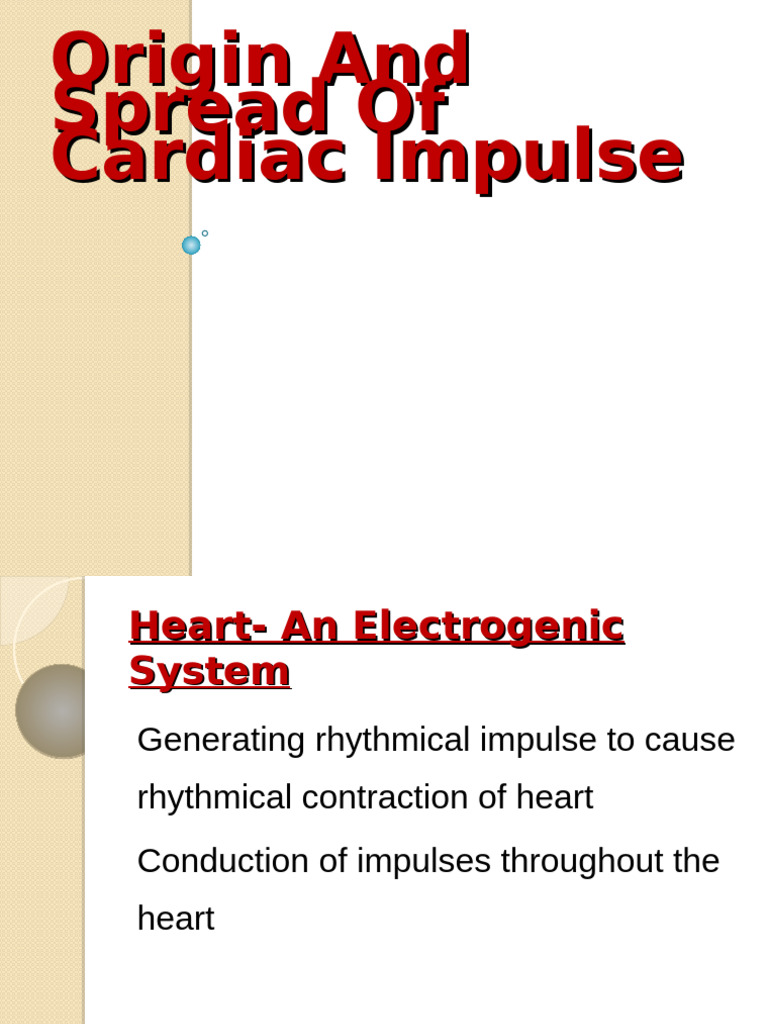 Origin and Spread of Cardiac Impulse DY | PDF | Heart | Atrium (Heart)