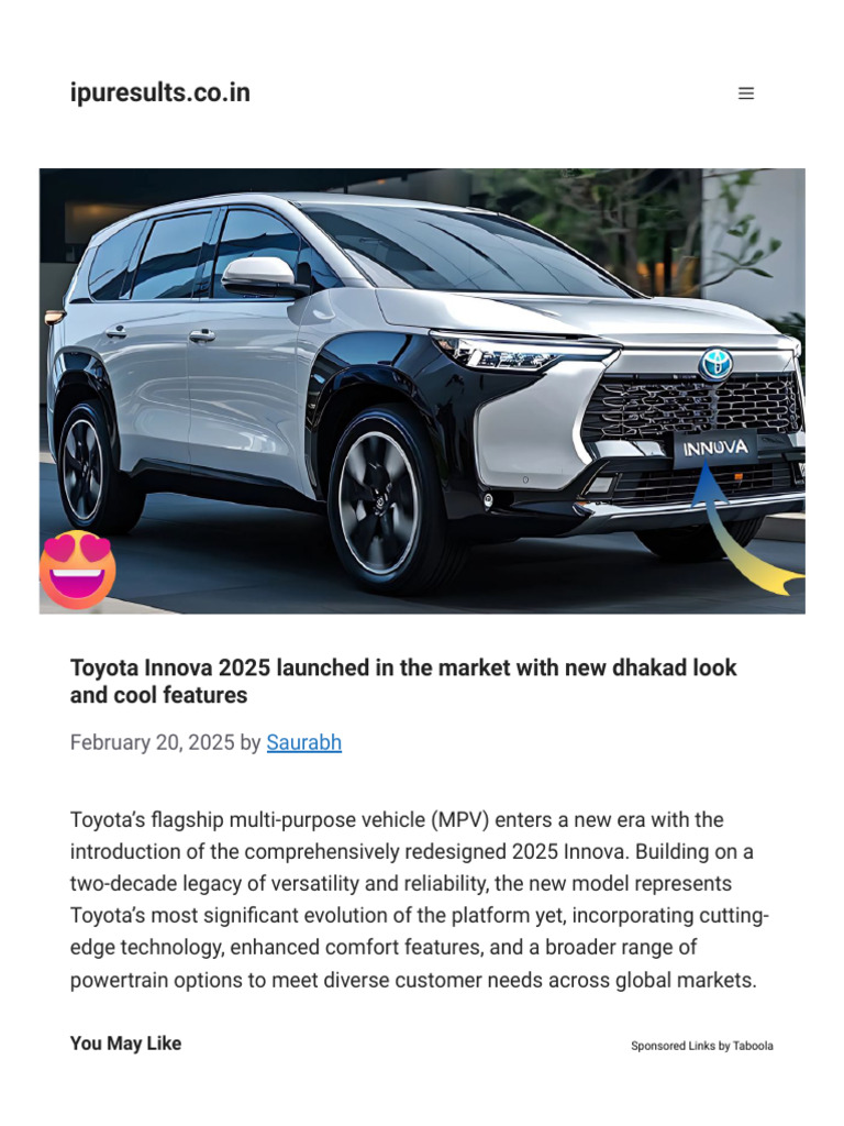 Toyota Innova 2025 Launched in The Market With New Dhakad Look and Cool ...