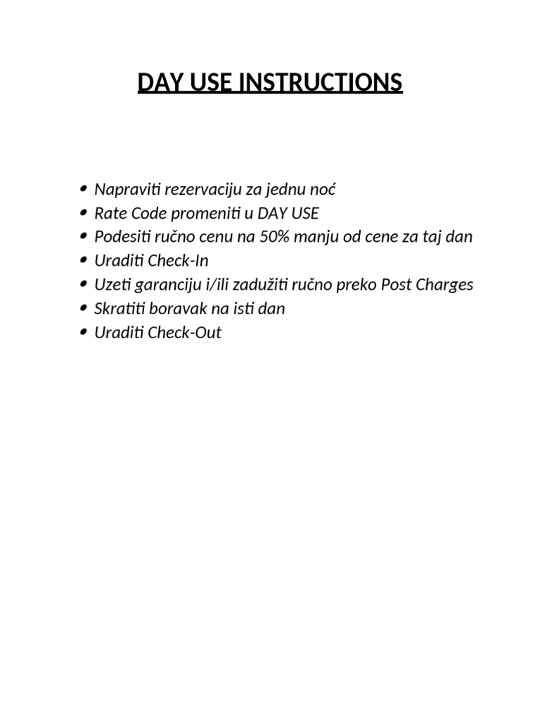 Day Use Instructions | PDF