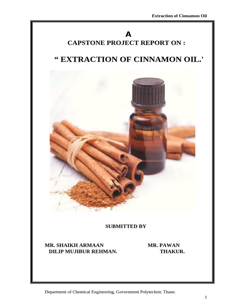 Extraction of Cinnamon Oil | PDF | Essential Oil | Distillation