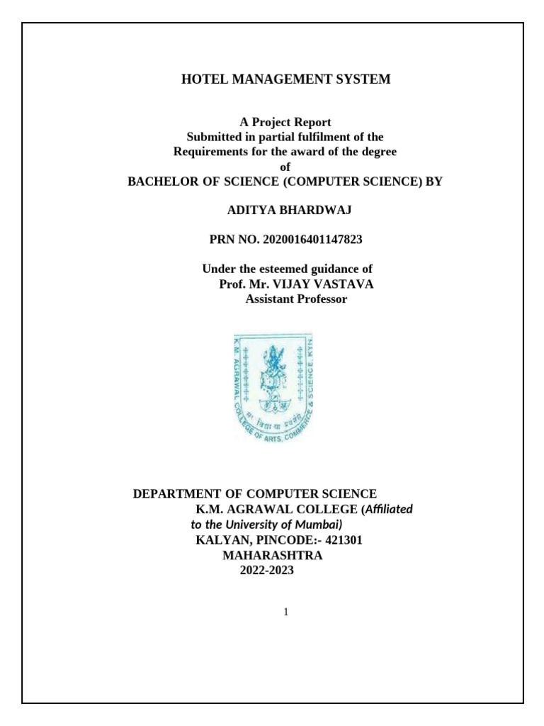 Hotel Management Project | PDF | Computer Program | Programming