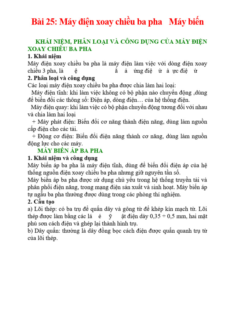 Bai 25 MAY DIEN XOAY CHIEU 3 PHA - MAY BIEN AP 3 PHA Be02d | PDF
