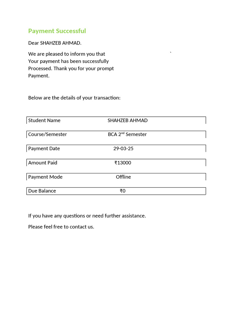 Payment Successful | PDF