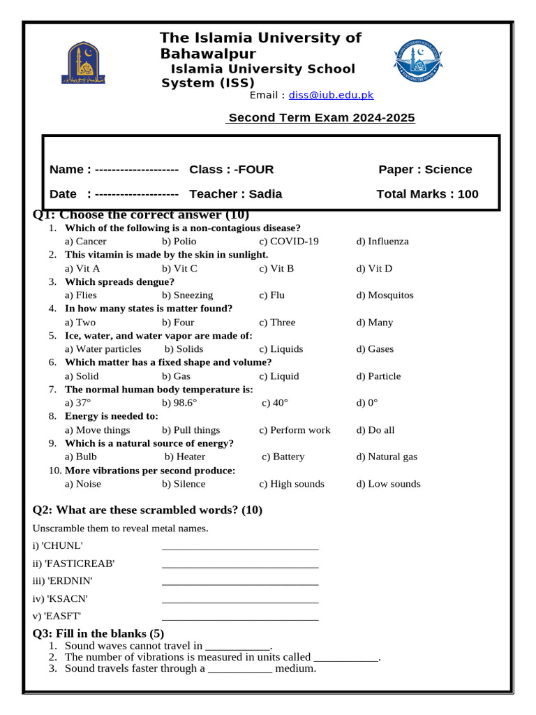 Class 4th Subject Science. | PDF | Gases | Sound