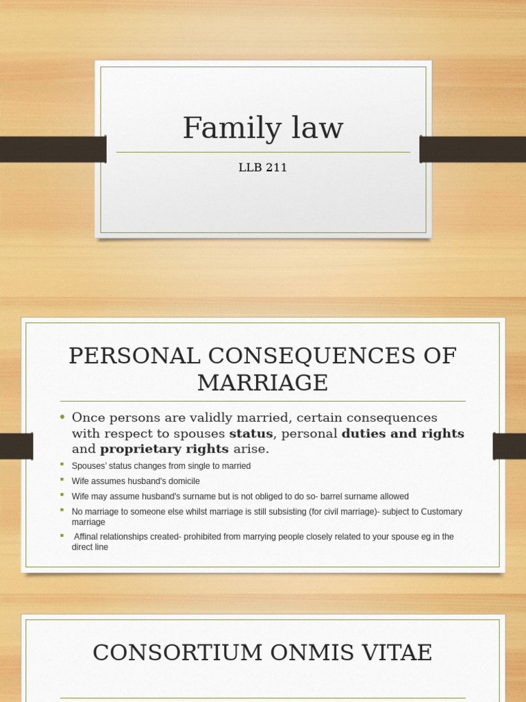 Family Law Marriages 4 Personal Consequences of Marriage, Adultery ...