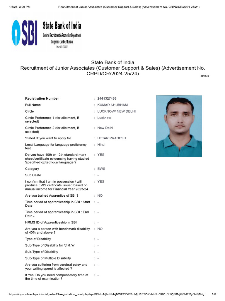 SBI clerk application form | PDF