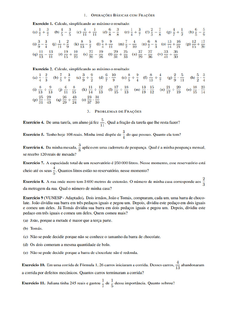 Operaçoes Com Frações - Documentos Google | PDF