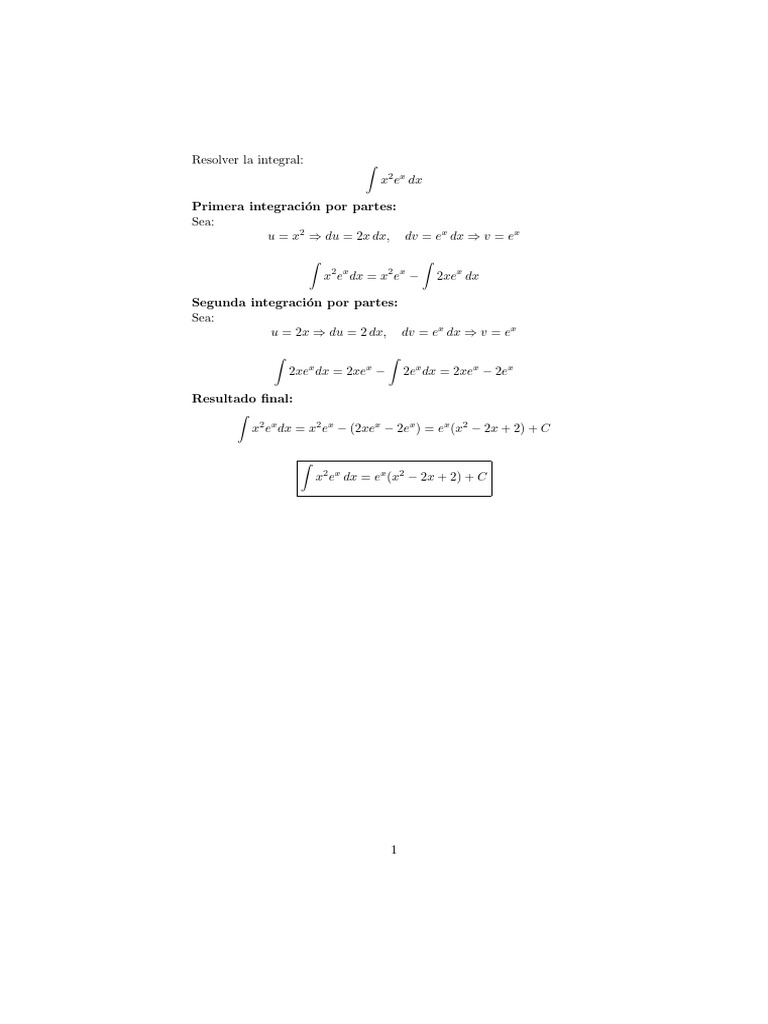 Resolver La Integral:: Primera Integraci On Por Partes | PDF