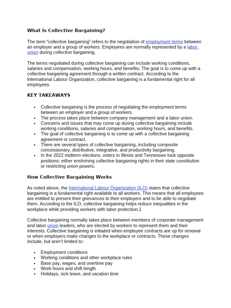 What Is Collective Bargaining | PDF | Layoff | Collective Bargaining