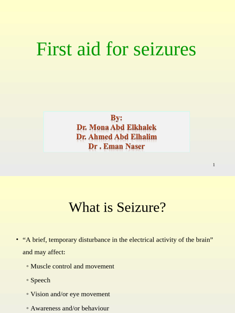 First Aid Guidelines for Seizures | PDF | Epilepsy | Clinical Medicine