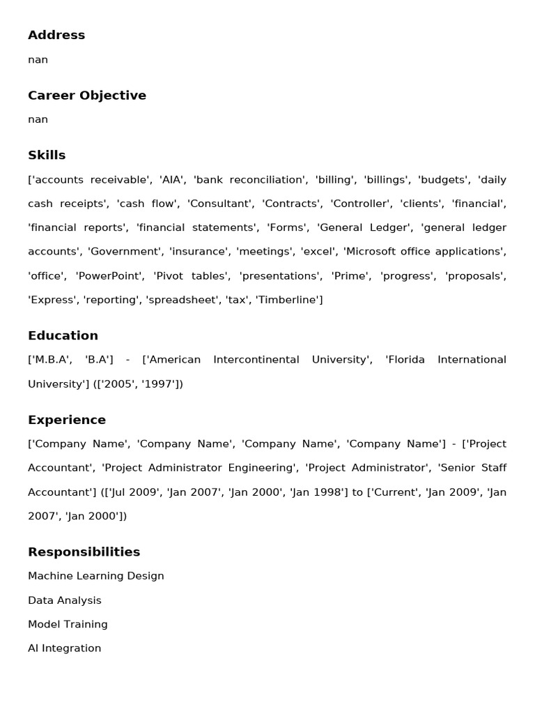 Project Accountant Resume Overview | PDF
