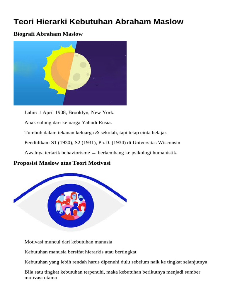Teori Hierarki Kebutuhan Abraham Maslow | PDF