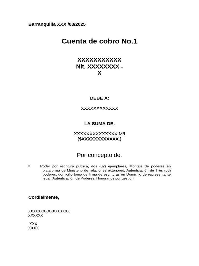Modelo Cuenta de Cobro (1) | PDF