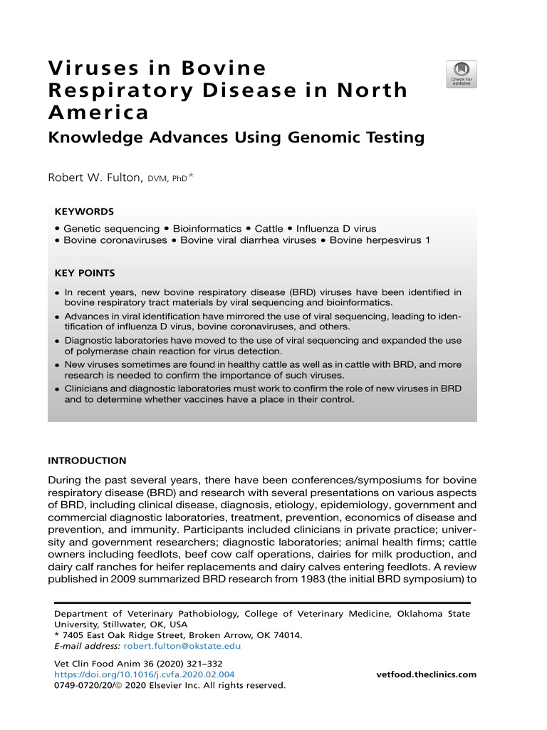 Viruses in Bovine Respiratory Disease in Nor - 2020 - Veterinary ...