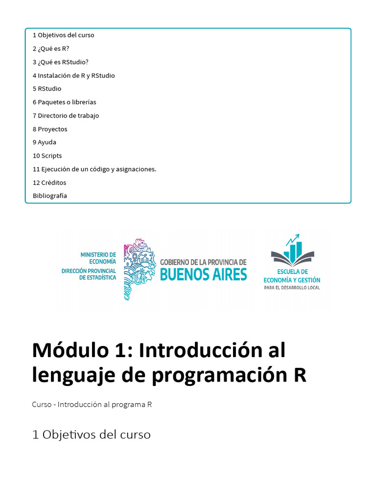 Módulo 1 - Introducción Al Lenguaje de Programación R | PDF | Archivo de computadora ...