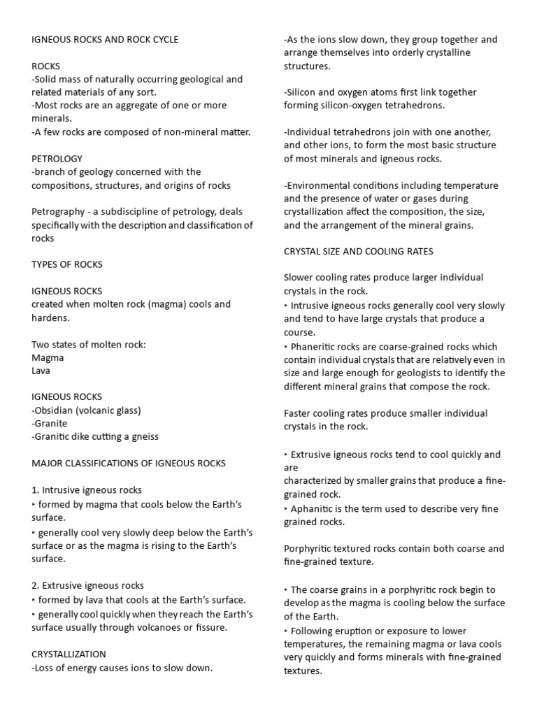 Igneous Rocks and Rock Cycle | PDF | Igneous Rock | Lava