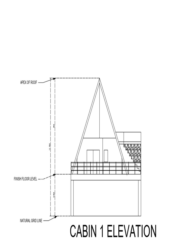 Cabin 1 Elevation: Apex of Roof | PDF