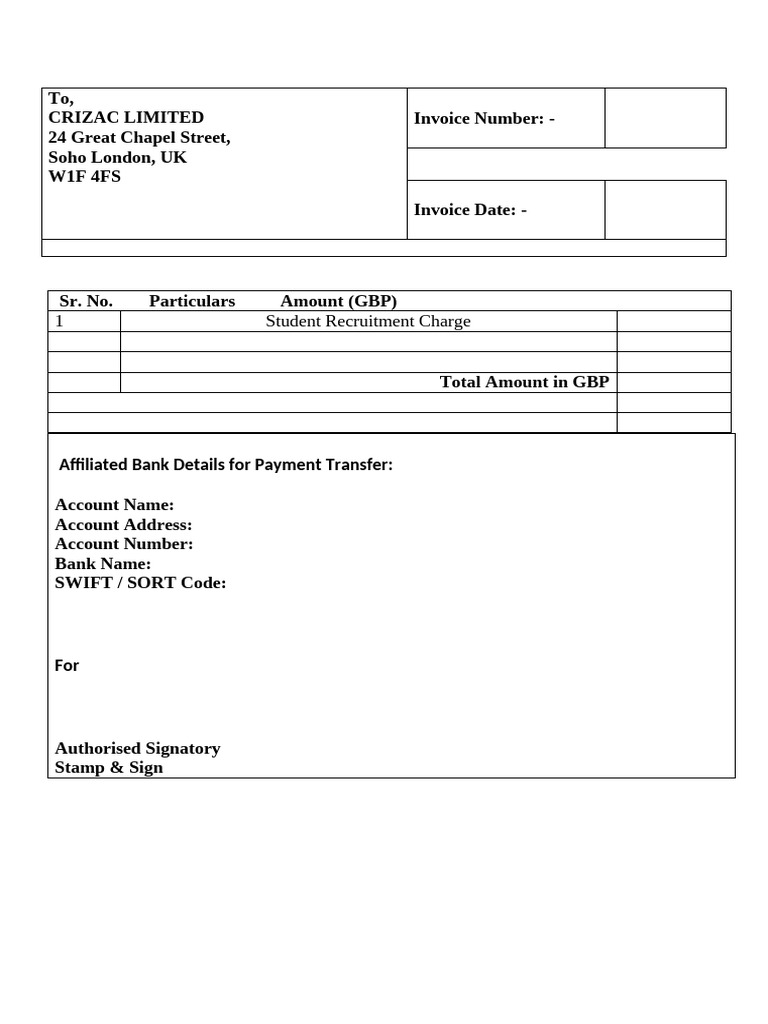 CL UK Invoice Format Non UK Company | PDF
