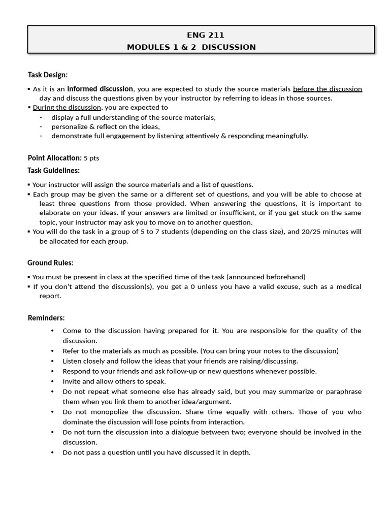 Modules 12 Discussion Guidelines For Students | PDF