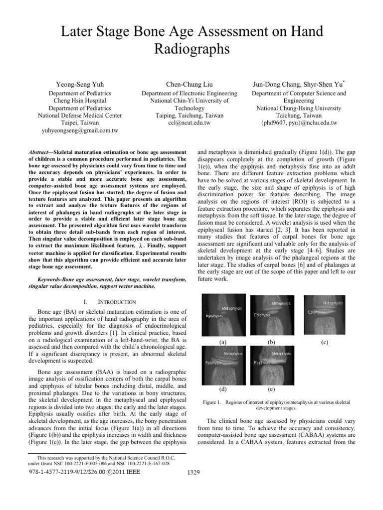 Later Stage Bone Age Assessment On Hand | PDF | Support Vector Machine | Applied Mathematics
