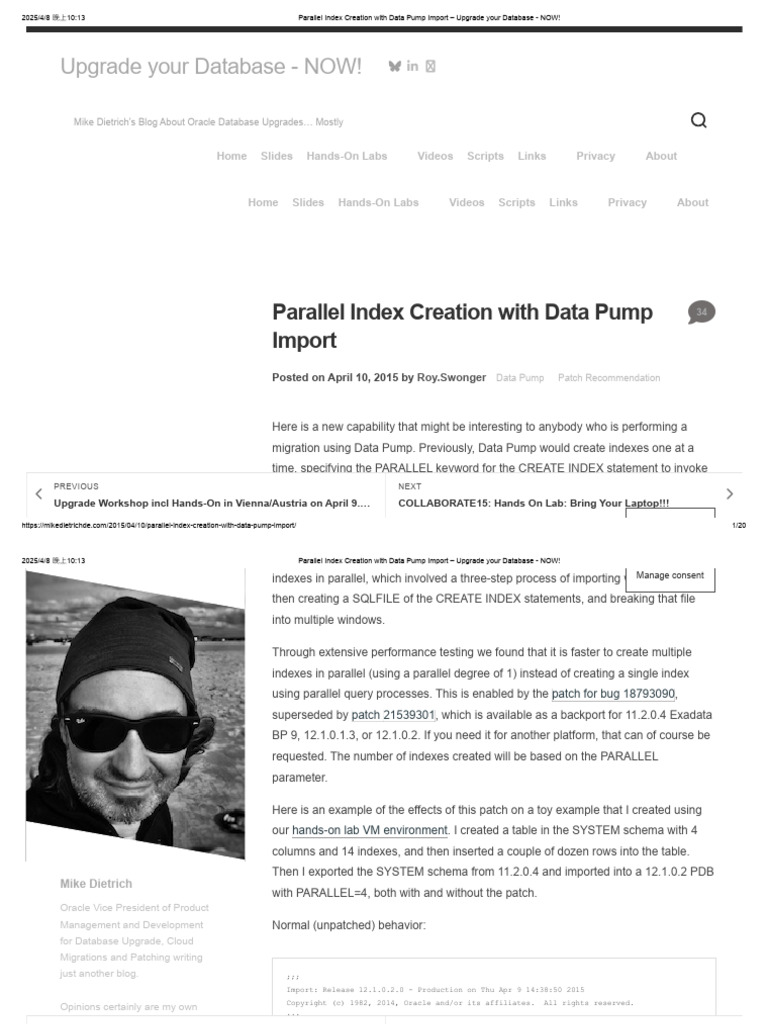 Parallel Index Creation With Data Pump Import - Upgrade Your Database ...