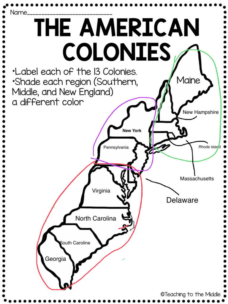 13 Colonies Map Student Version | PDF