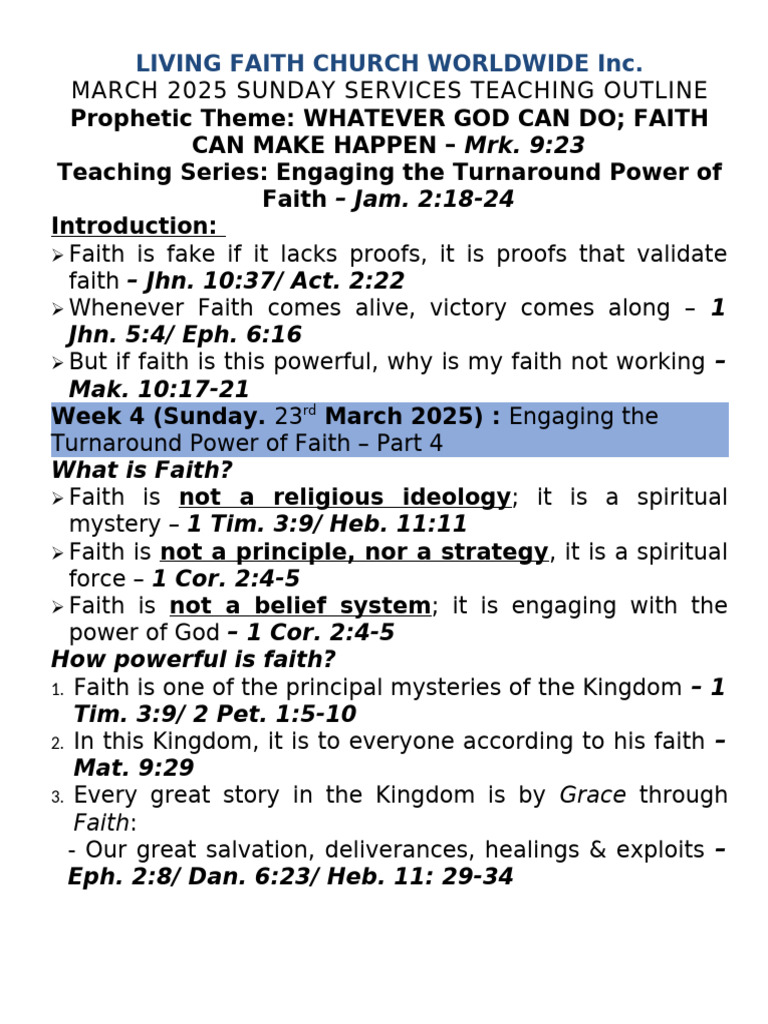 Teaching Outline Sunday 23rd March | PDF