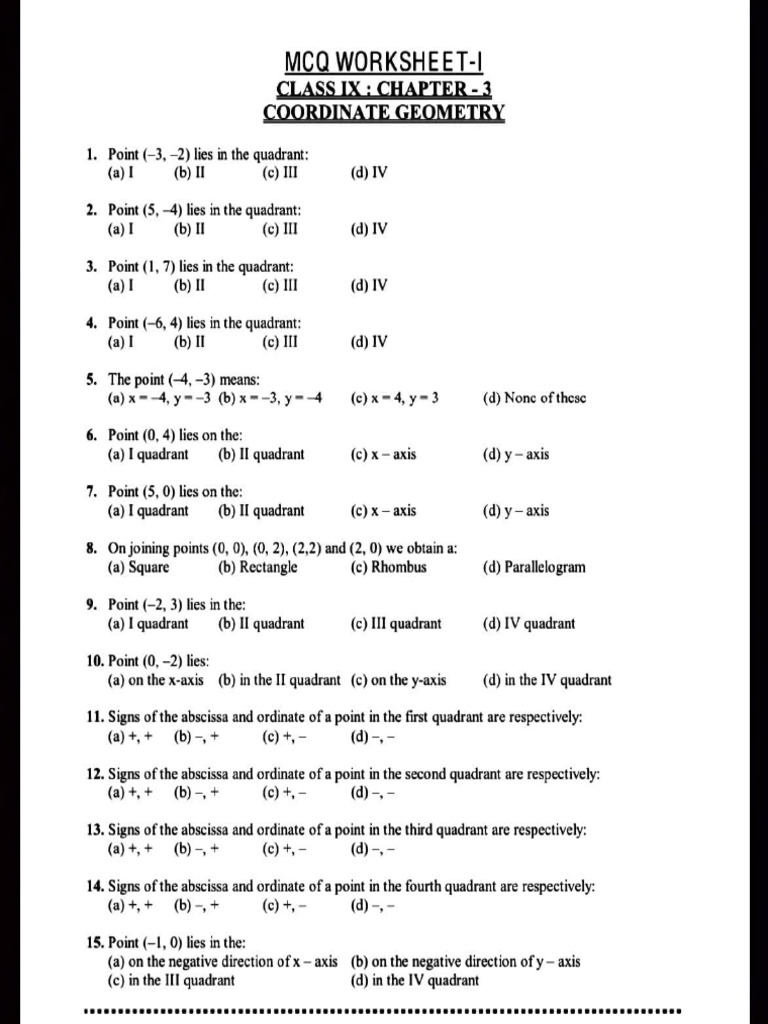 Class 9 Coordinate Geometry | PDF