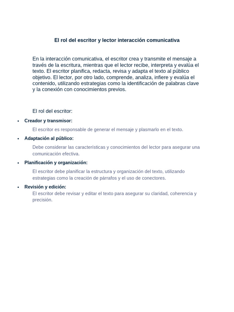 El Rol Del Escritor y Lector Interacción Comunicativa | PDF