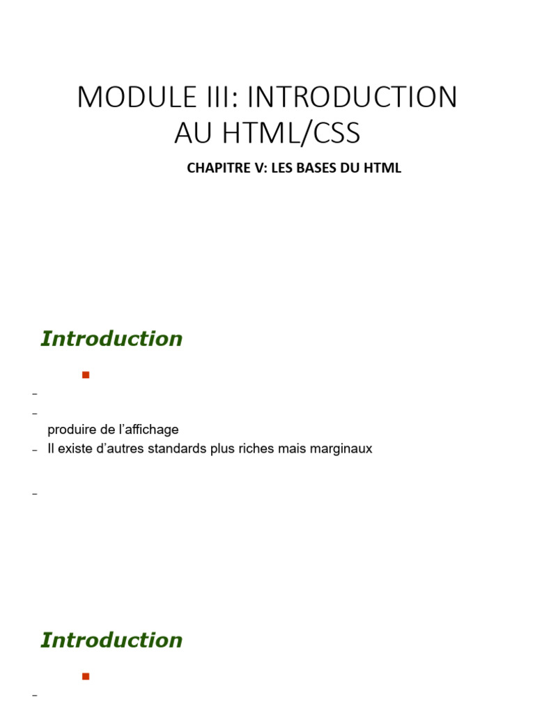 Programmation web 1-Module III- chap 5-Les bases du HTML | PDF | Html | Langage de balisage